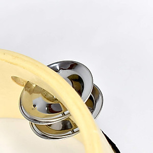 ENNBOM Tambourine Hand Bell Double Row Jingles Music Persuccion Church (8 Inch, Dove)