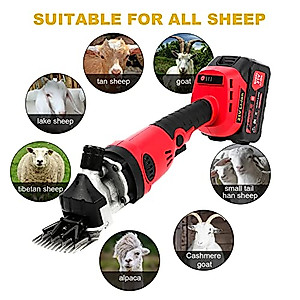 21V Cordless Sheep Shears, Electric Professional Sheep Shears with 2 Pcs Rechargeable 4 Ah Lithium Battery, High/Slow Speed,Sheep Clipper for Alpacas Goats Cattle Farm Livesto