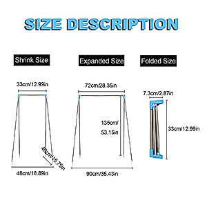 CDDUOLA Portable Foldable Garment Racks, Retractable Floor Clothes Drying Rack, Free Installed Lightweight Freestanding Hanger for Indoor Outdoor Travel and Camping