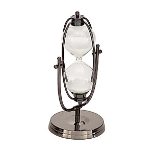 Deco 79 Antique Colonial Stunning Glass 30 Minutes Sand Timer, Metallic Black
