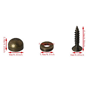 DGBRSM 8pcs Pure Brass Decorative Screws with Caps Used as Mirror Screw Mirror Fixing Screws Cover Self-Tapping Screws (9mm, Bronze)