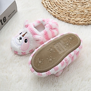 Enteer Baby Girls' Bear House Slippers with Non-Slip Rubber Sole Pink US 11-12