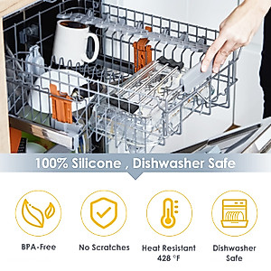 Tomorotec Adjustable Over-The-Sink Kitchen Rack for Dishcloths, Sponges, Bottles and Brushes - Heat-Resistant Stainless Steel with Slim, Expandable Design and Multifunctional Silicone Holder