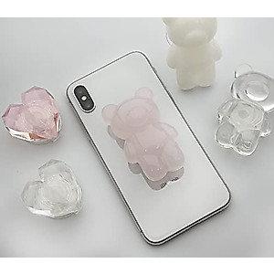 Lito.Dito Cute Bear & Heart Shape Expandable Collapsible Mobile Phone Grip Stand Holder for Smartphone Tablet Cell Phone Accessory  (Milky Pink Bear)
