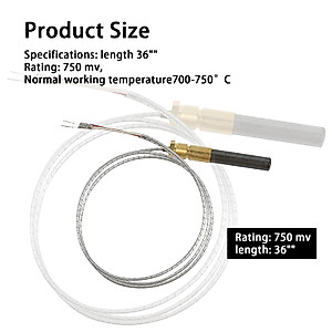 1950-001 Robertshaw Thermopile 36" 250-750 Millivolts MV 2 Lead with PG9 Adapter
