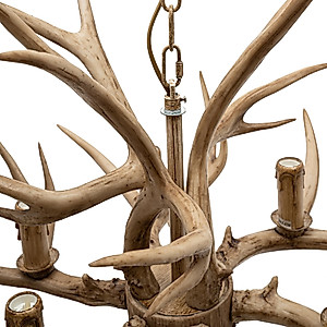 Gdrasuya10 Retro Resin Antler Chandelier, Vintage Antler Chandelier Deer Horn Pendent Light Fixture for Living Room Dining Room Bedroom Christmas,without Bulb (A)
