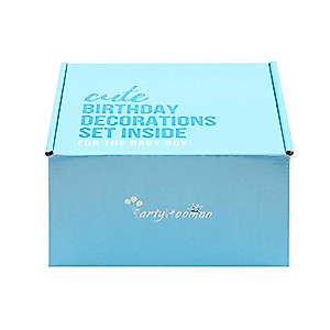 Baby Boy 1st Birthday Decorations With Birthday Crown - First Birthday Boy Decorations - Cake Smash Party Supplies - Happy Birthday and HighChair One Burlap Banner, Number One Balloon, Cake Topper.