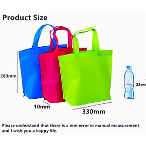 DZTIAN 36 Pack 13" 12 Colors Multi-Color Reusable Tote Gift Bags One Side Blank Non-woven Bags Colored Treat Bags, Fabric Tote Bags, Commodity snack bag