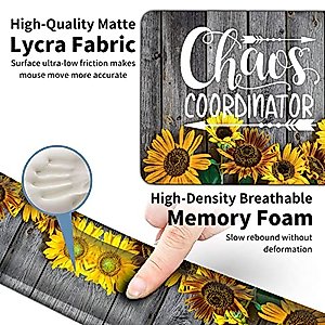 Keyboard Wrist Rest + Mouse Pad + Mouse Wrist Rest Support + Coaster Set, Ergonomic Memory Foam Mouse and Keyboard Pad Set for Laptop Computer Office Home Working Gaming,Sunflower Chaos Coordinator