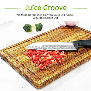 KARRYOUNG Acacia Wood Cutting Board with Juice Drip Groove,Set of 3