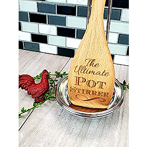 Ultimate Pot Stirrer Wooden Spoon, Sturdy Wooden Cooking Utensil, Funny Stirring The Pot Gag Gift For Mom, Dad, Grandma, Grandpa, Personalized Engraved Gift, Stir the Pot, Wooden Cooking Spoon