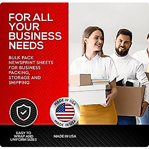 Packaging Paper (~ 5LB Bulk Pack) Size ~ 27" x 17" Unprinted Clean Newsprint Paper Sheets Ideal for Moving, Shipping, Box Filler, Wrapping and Protecting Fragile Items - Made in USA