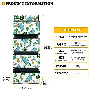 AFPANQZ Cute Schnauzer Dogs Door Hanging Organizers Nursery Closet Cabinet Baby Storage with 4 Large Pockets Stable Hanging Shelves for Cosmetics Toys Sundries Purse Keys Small Stuff Storage Blue