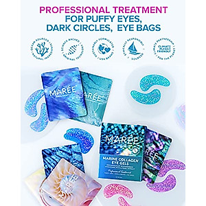 Maree Eye Gels - Pearl Eye Masks that Reduce Wrinkles, Puffy Eyes, Dark Circles, Eye Bags with Natural Marine Collagen, Hyaluronic HA - Anti Aging Under Eye Patches, Face Moisturizer Treatment