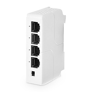 MokerLink 4 Port PoE Extender, IEEE 802.3 af/at PoE Repeater, 100Mbps, 1 PoE in 3 PoE Out, Wall & Din Rail Mount POE Passthrough Switch