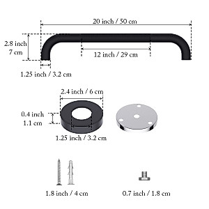 20 Inch Anti Slip Shower Grab Bar Oil Rubbed Black 1.25" Diameter,Munzong Bathroom Grab Bar, Knurled Bathroom Balance Bar,Safety Hand Rail Support Handicap Elderly Senior Assist Bath Handle