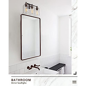 FEMILA 3-Light Vanity Light,Farmhouse Bathroom Light Fixtures,Metal Wall Sconce with Clear Glass Shade,Oil Rubbed Bronze Finish,4FYC56B-3W ORB