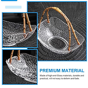 8.6 * 6Inch Glass Fruit Basket with Handle Fruits Holder Glass Snacks Serving Tray Plate Fruit Vegetable Holder Kitchen Decoration