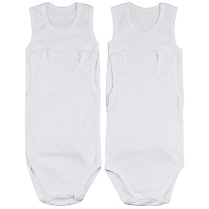 ToBeInStyle Baby Boys' 4 Pack Tank Top One-Piece Bodysuit - White - Size 2