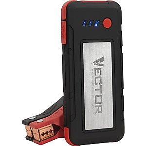 VECTOR SS6LV 1200 Peak Amp Lithium Jump Starter Battery Booster, USB-A(2.1 Amps), USB-C(3.1 Amps), Power in & Out, LED Work Light, & Heavy Duty Powder Coated Clamps