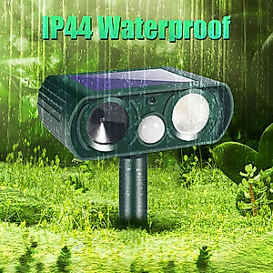 2 Pack Upgraded Ultrasonic Animal Repellent Outdoor Solar Animal Repeller Waterproof with PIR Sensor & Strobe Flashing Lights Pest Repeller Animal Deterrent to Keep Deer Cat Dog Raccoon Mouse Fox Away