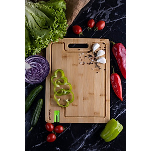 Bambum Livada - Bamboo Cutting Board with Built-In Knife Sharpener, Cutting Board with Juice Groove and Handle