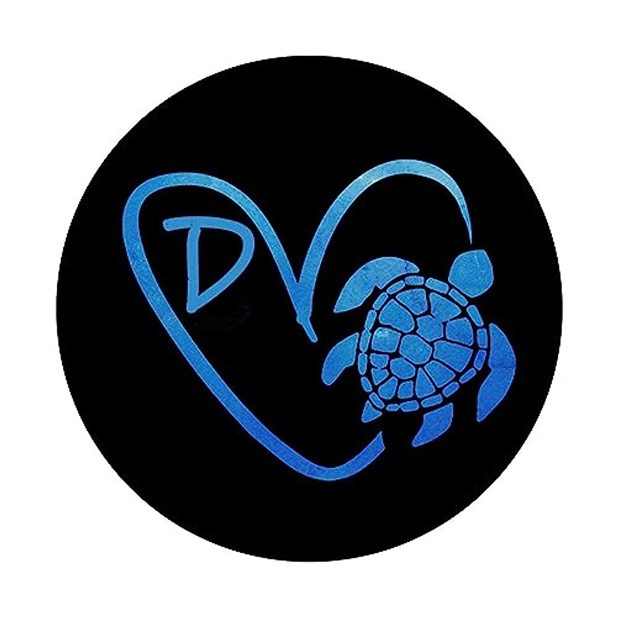 Blue Green Sea Turtle Heart Letter D Initial Name Monogram PopSockets Swappable PopGrip