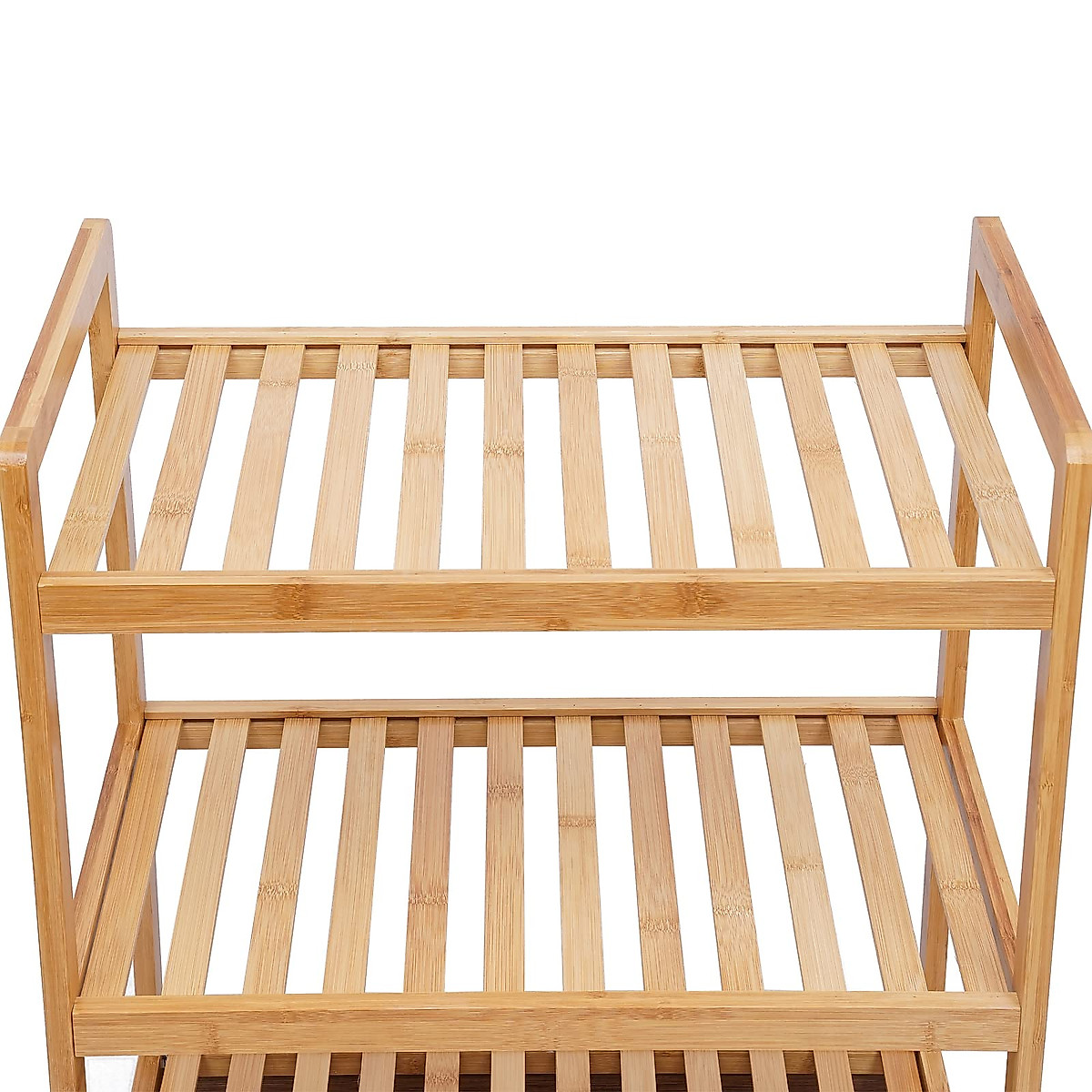 ZERNEIL Laundry Shelf, 3 Tier Bamboo Storage Shelf with Tilted Pull-Out Basket, Freestanding Clothes Hamper Organizer for Bathroom Living Room Bedroom (15.7×11.8×37.4in) (4 Tier)