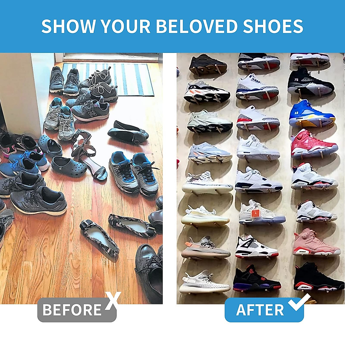 Guntsous 6 PCS Acrylic Floating Shoe Rack Wall Mount Display Shoe Rack Transparent Storage Rack for Home Use Sneaker Display Rack with Screws and Anchors