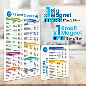 Air Fryer Magnetic Cheat Sheet Set - Air Fryer Accessories Cookbook - Easy to Use AirFryer Time Chart Set As Seen on the Today Show - Strong Magnet Quick Reference Cooking Guide for Frying (White)