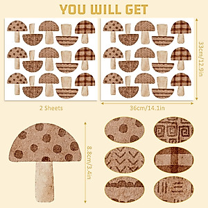 Watercolor Mushroom Wall Decals Mushroom Stickers Decor for Walls Peel and Stick Removable Retro Room Wall Art Decor Vinyl Wall Sticker for Bedroom Living Room Classroom Office