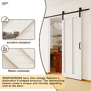 SOLRIG Sliding Barn Door 60"(30" x2)× 84", Double Pre-drilled Barn Door Slab, Need to Assemble, DIY Unfinished, 2X Barn Door Hardware Included, V Frame, White