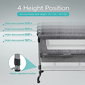 JOLIE VALLÉE TOYS & HOME Baby Bassinet, 2 Height Adjustable Baby Bed and Bedside Crib Bedside Sleeper, Portable Baby Crib, Baby Bedside Swingable Bassinet for New Born with Mattress, Breathable Net