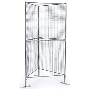 Displays2go Gridwall Art Panels, Iron Mesh Build, Double-Tiered Design – Silver Finish (AD3PNLT)