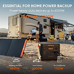 Jackery Solar Generator 2000 Plus 200W, 2042Wh LiFePO4 Battery 3000W Output, Portable Power Station with 1X200W Solar Panel, Fast Charging in 2H, Expandable for Outdoor RV Camping and Home Emergency