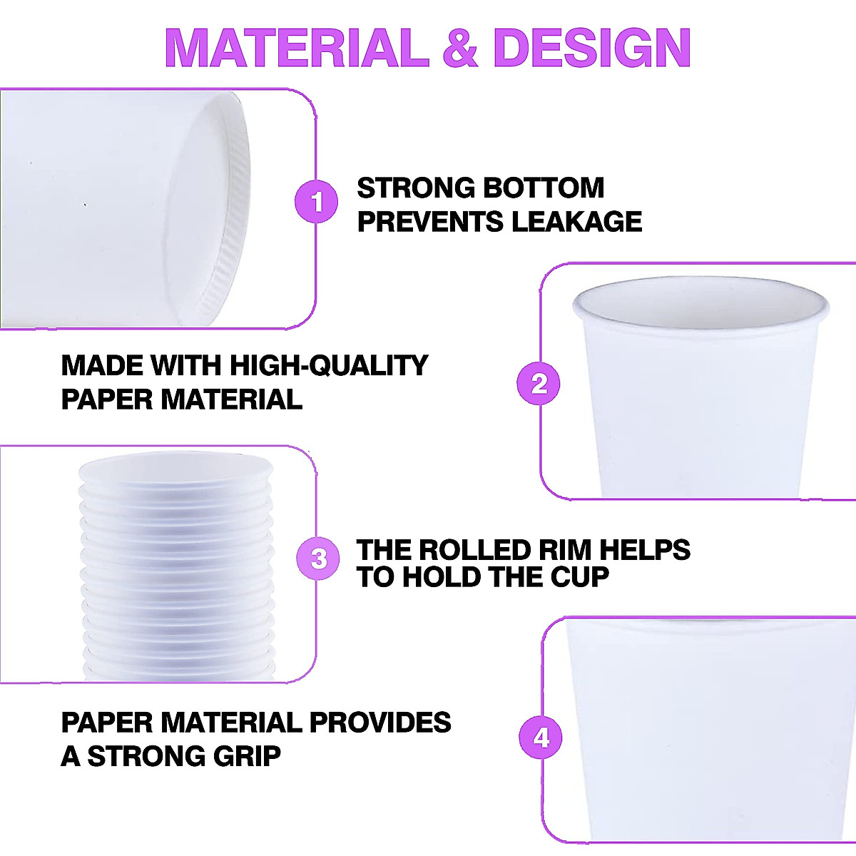 Smygoods 4oz. White Paper Hot Cups, Disposable Paper Cups, Espresso Cups, 100 Count