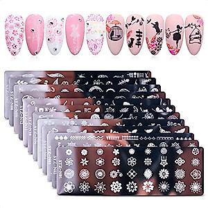 Gel Polish Design Nail Art Stamper - 12Pcs Stamp for Nails Plate Set Stamp Tool for Nails Flower Beauty Butterfly Stamps for Slow Drying Nail Polish - Manicure Set Art Kit