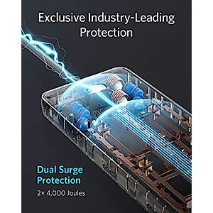 Anker Power Strip Surge Protector (2 × 4000 Joules), PowerExtend Strip 12 Outlets with Flat Plug, 1875W Output, 6ft Extension Cord, Dual Surge Protection for Office, Home
