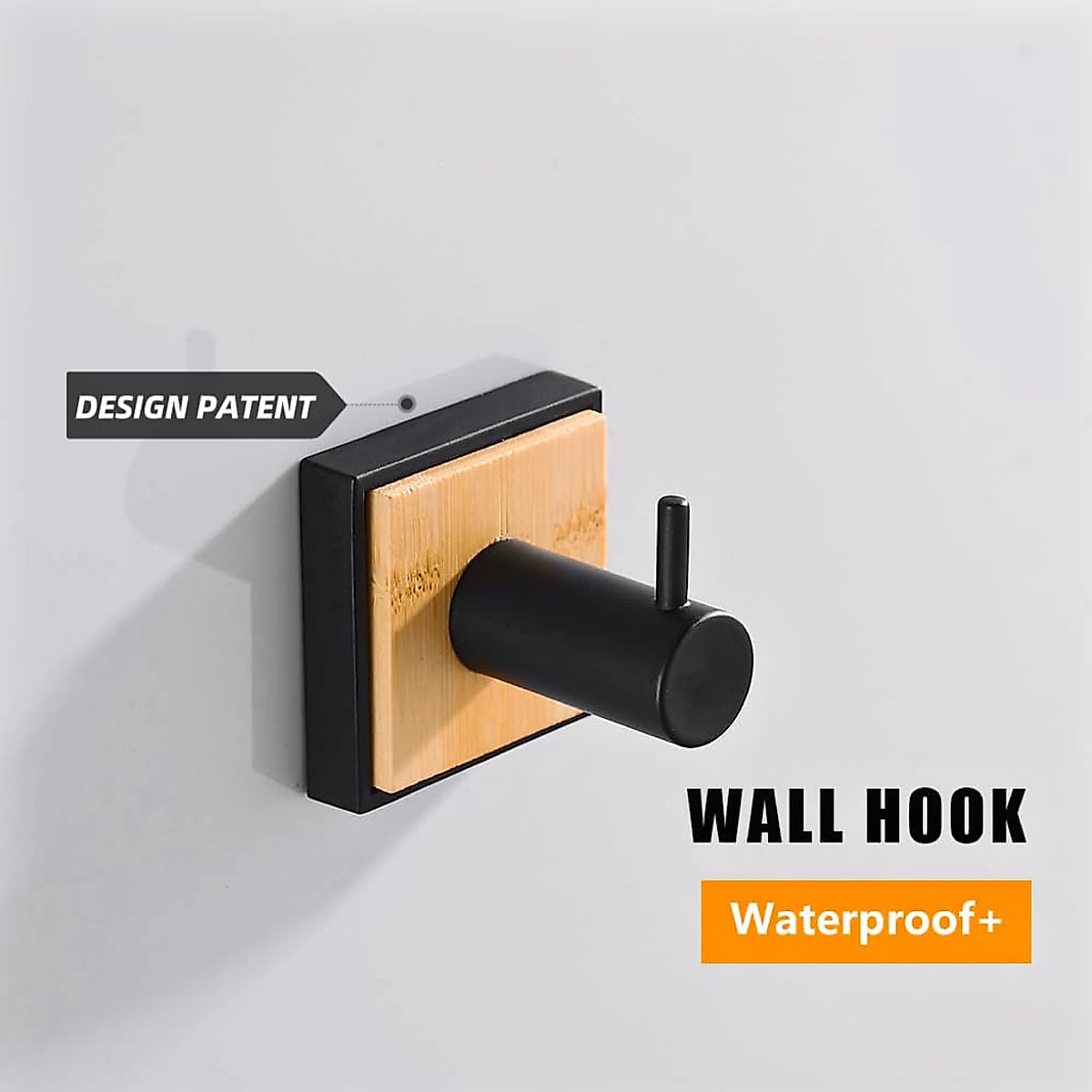 Sino Salected Bamboo Coat Hooks Wall Mounted Chocolates - 3 Pack Heavy Duty Towel Hooks for Wall Hanging Wood Black Rustproof Coat Rack Wall Mount Wall Hooks Bag Key Hat Hanger