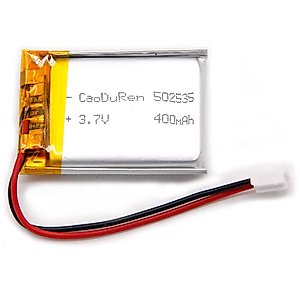 CaoDuRen MSDS Verified Part Number: 502535, Rechargeable 3.7V 400mAh Li Lipo Lithium Polymer Ion Battery Pack with 2 Pin 2.0mm JST Connector