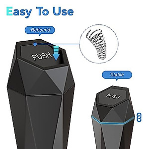 SINSEN Car Trash Can with Lid, Truck Garbage Bin and Interior Organizer Accessories Must Haves, Mini Diamond Trashcan for Road Trip, Leak-Proof, 2PCS