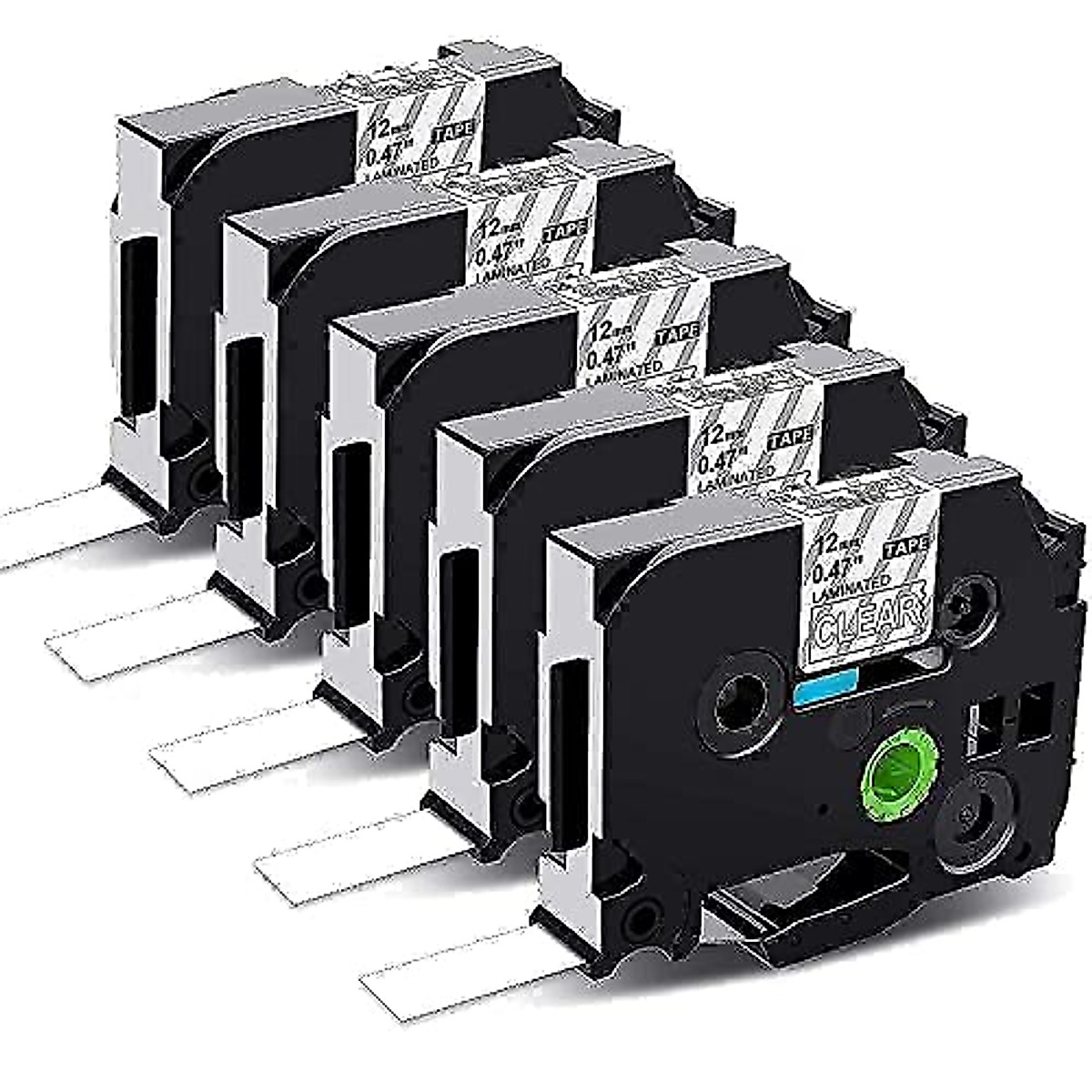 Labelife Compatible with Label Tape Replacement for Brother P Touch TZe-131 Black on Clear Label Tape Laminated Bundle with TZe-135 White on Clear Label Tapes Laminated, 12mm 0.47" x 26.2', (10-Pack)
