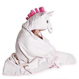 Little Tinkers World Premium Hooded Towel for Kids | Unicorn Design | Ultra Soft and Extra Large | 100% Cotton Bath Towel with Hood for Girls