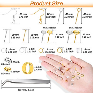 Modacraft 2000Pcs Earring Making Supplies Kit - Hypoallergenic, Includes Hooks, Findings, Posts, Backs, Pins, Jump Rings for Jewelry Making