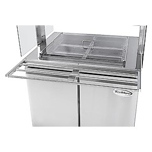 KoolMore 36 in. Commercial Refrigerated Prep Station with Sneeze Guard and Buffet Slide, 6 Pans with Covers and Two Adjustable Shelves in Stainless-Steel, ETL Listed (KM-RBT-36CSFG)