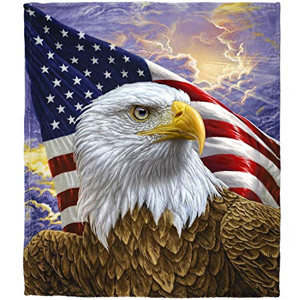 Dawhud Direct Independence Day Fleece Blanket for Bed, 50" x 60" Eagle Fleece Throw Blanket for Men, Women and Kids - Super Soft Plush Eagle Blanket Throw Print Blanket for Eagle Lovers