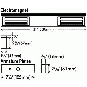 Seco-Larm E-941DA-1K2Q Enforcer Electromagnetic Double-Door Lock, 1200-lb (545kg) Holding Force, Anodized Aluminum Housing (US 28), 12 or 24 VDC (Selectable), Adjustable Mounting Bracket