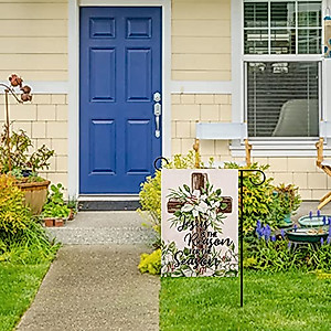 Covido Home Decorative Jesus is the Reason for the Season Easter Garden Flag, Religious Cross Lily Flowers Yard Outside Decorations, Outdoor Small Decor Double Sided 12x18