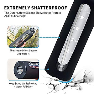 32 Oz Glass Water Bottle with Straw & Silicone Sleeve 100% BPA Free Borosilicate Glass Water Bottle, 1L Wide Mouth Leakproof Lids Motivational Time & Ounce Marker Ensure Track H2o Goal