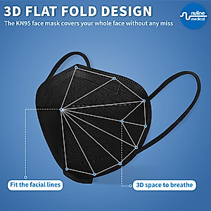 KN95 Disposable Face Masks, 5 Layer Cup Dust Protective Face Masks for Men & Women, Black, 30PCS